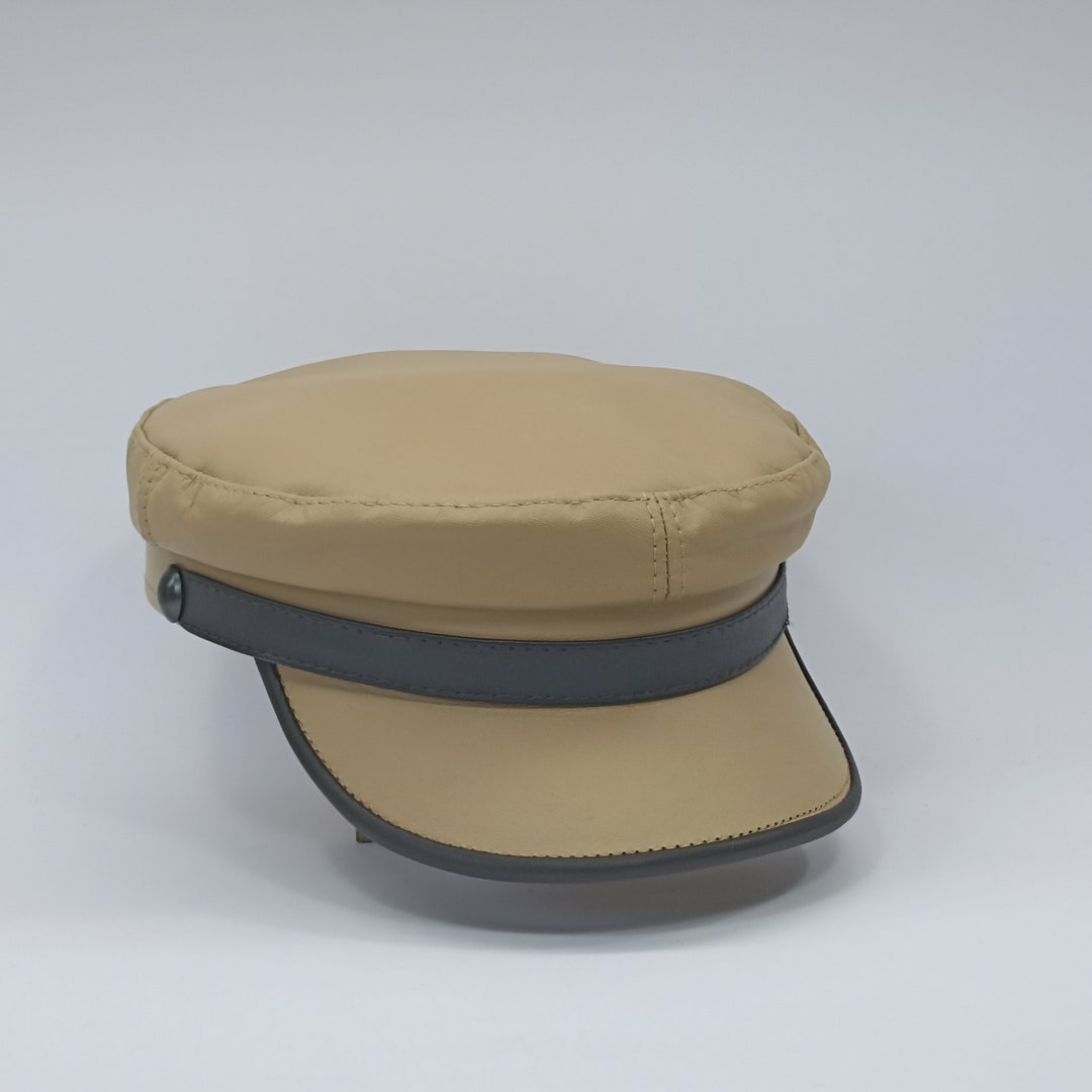 SALE!-TRAWLER 57cm Genuine Leather Breton Greek Fisherman Cap Sailor ...