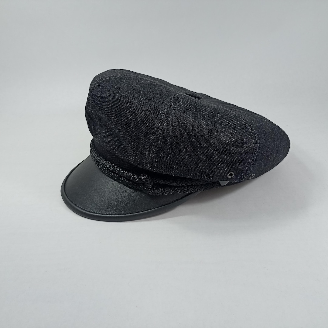 SALE!-HARLEY 60cm Denim Crown With Natural Leather Visor Motorcycle Cap ...