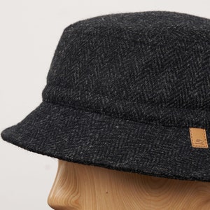 GLEN Harris Tweed Bucket Wool Hat Warm Quilted Lining Boonie Fisherman ...