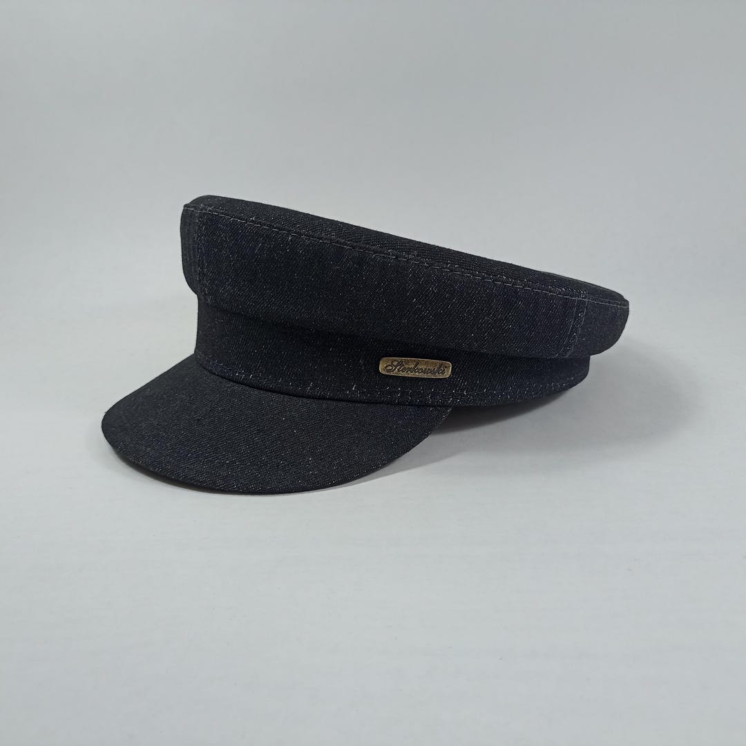 SALE!-TRAWLER 60cm Denim Breton Fisherman Cap Sailor Captains Nautical ...