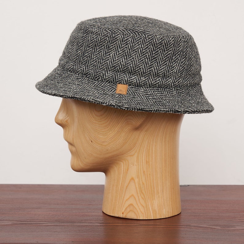 GLEN Harris Tweed Bucket Wool Hat Warm Quilted Lining Boonie Fisherman ...