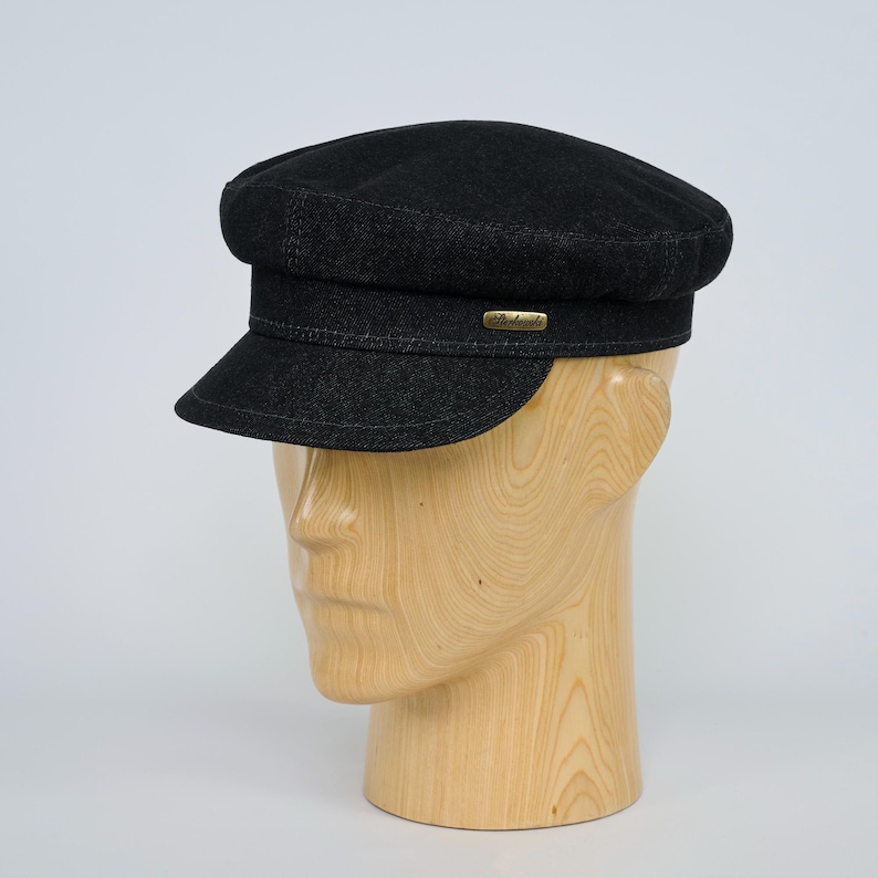 TRAWLER Denim Breton Fisherman Cap Sailor Captains Nautical Skipper ...