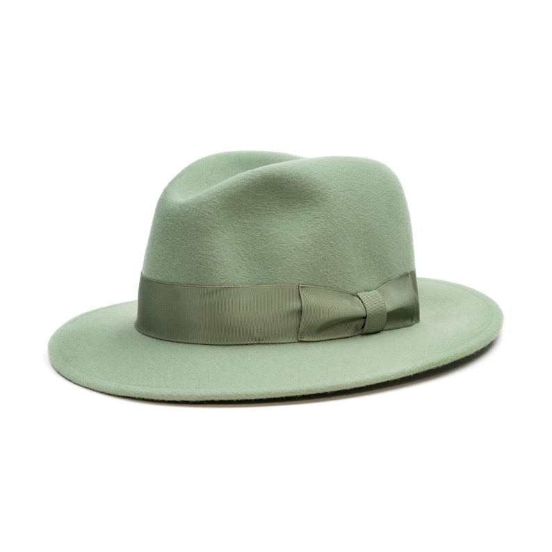 HOLDEN Wool Felt Fedora SALVIA Sage Green | Wide Brim Stylish Crushable ...