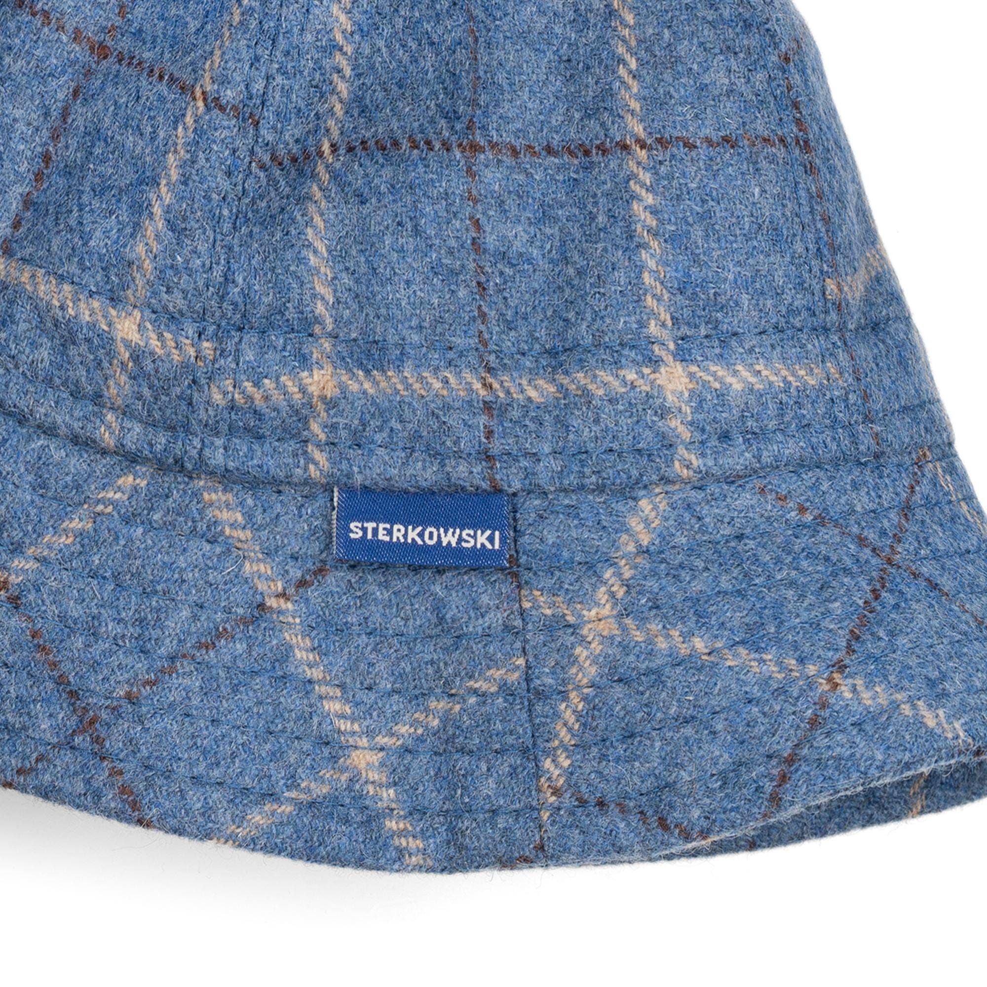 BUGGY Donegal Tweed Bucket Hat Blue Beige Check Plaid Military Boonie ...