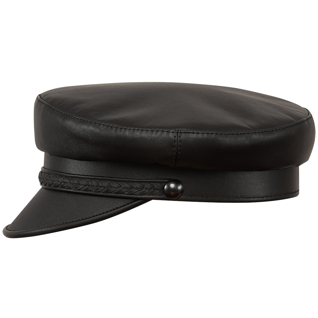 HANSA Genuine Natural Leather Peaked Cap Cabbie Chauffeur Hat Train ...