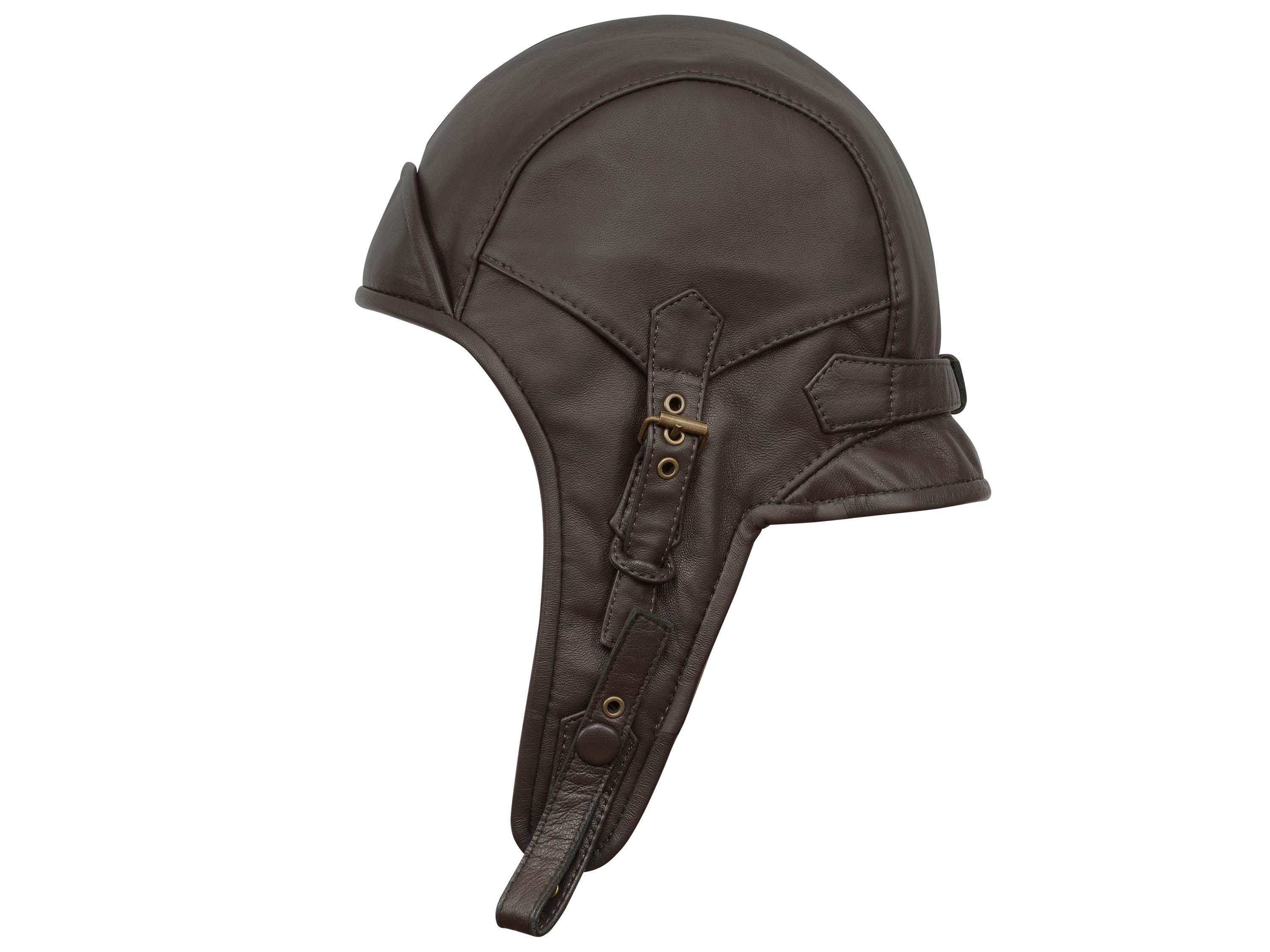 BERGEN Genuine Leather Aviator Cap Winter Pilot Hat With Polar Fleece ...