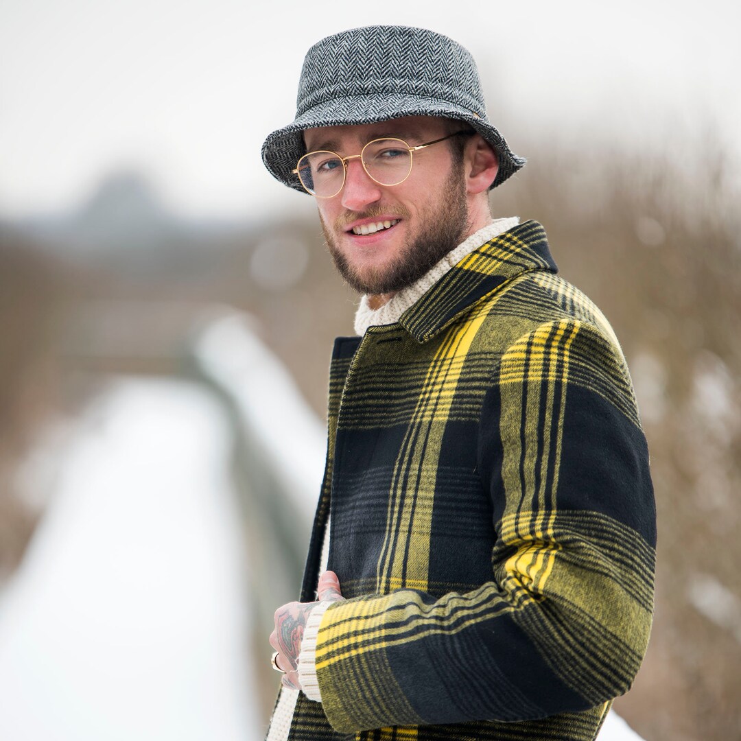 GLEN Harris Tweed Bucket Wool Hat Warm Quilted Lining Boonie Fisherman ...