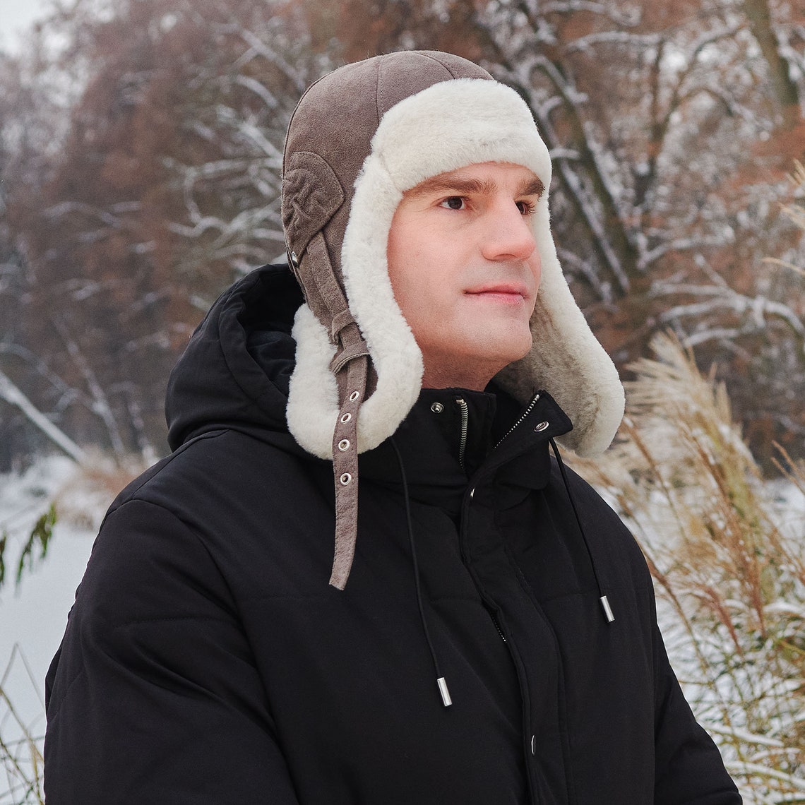 BOMBER Shearling Leather Aviator Cap Winter Chapka Ushanka - Etsy