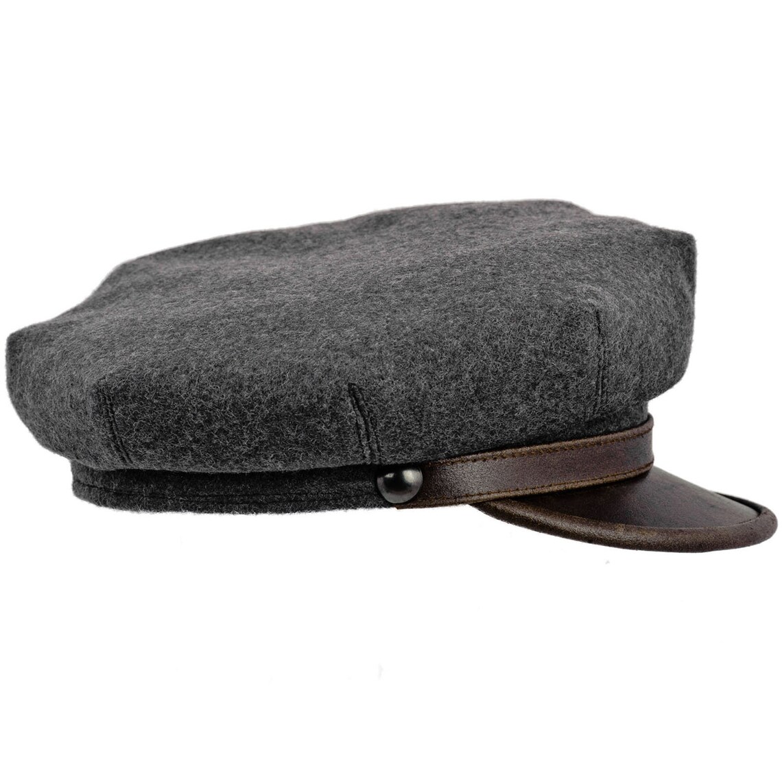 MOTO Motorcycle Biker Peaked Cap Wool Cloth Leather Brim - Etsy