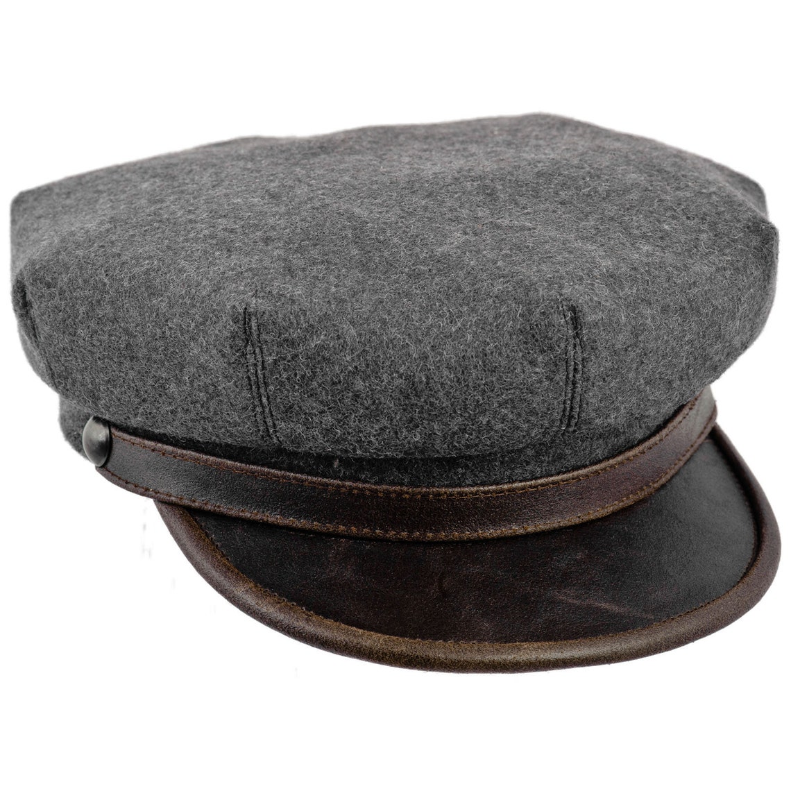 MOTO Motorcycle Biker Peaked Cap Wool Cloth Leather Brim - Etsy