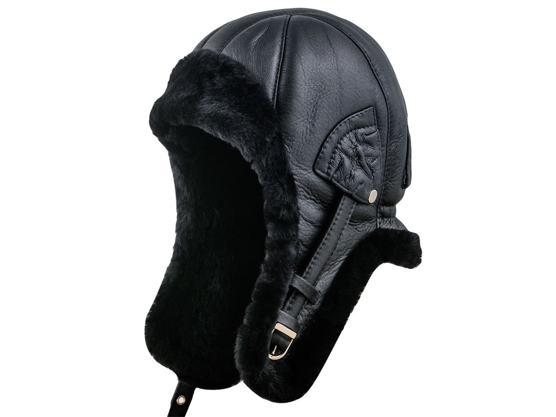 BOMBER Shearling Leather Aviator Cap Winter Chapka Ushanka - Etsy