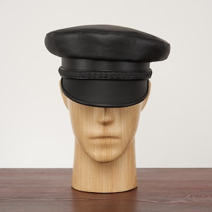 HANSA Genuine Natural Leather Peaked Cap Cabbie Chauffeur Hat Train ...