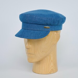 TRAWLER Denim Breton Fisherman Cap Sailor Captains Nautical Skipper ...