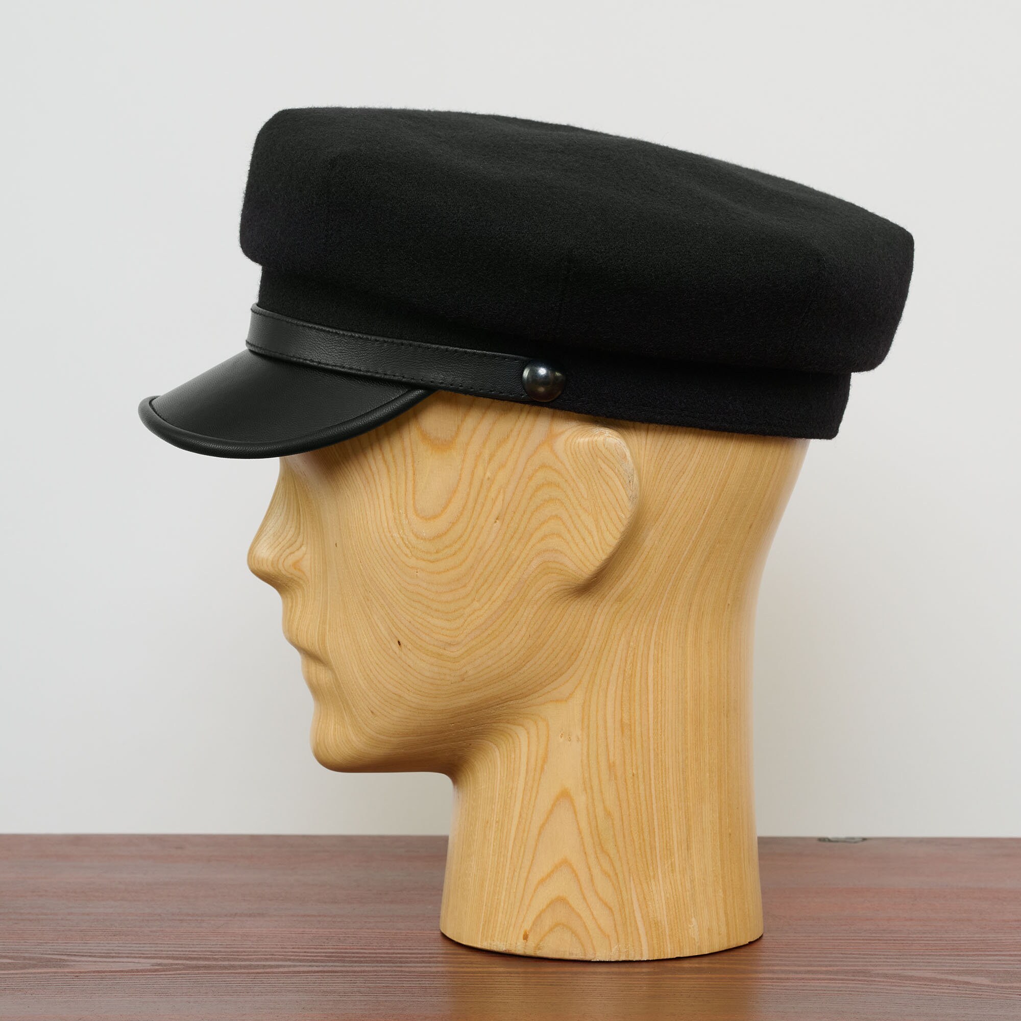 MOTO Motorcycle Biker Peaked Cap Wool Cloth Leather Brim Riding Harley ...