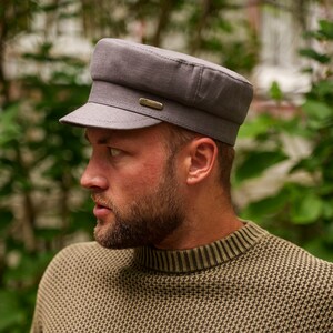 FIDDLER Linen Greek Fisherman Peaked Cap Jewish Airy Lightweight Sailor ...