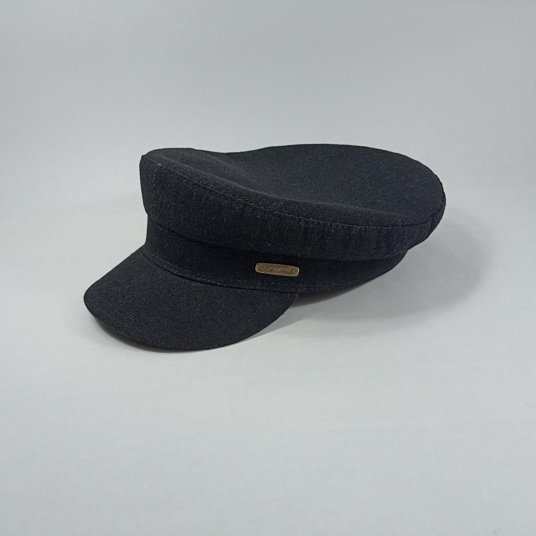 SALE!-TRAWLER 65cm Denim Breton Fisherman Cap Sailor Captains Nautical ...