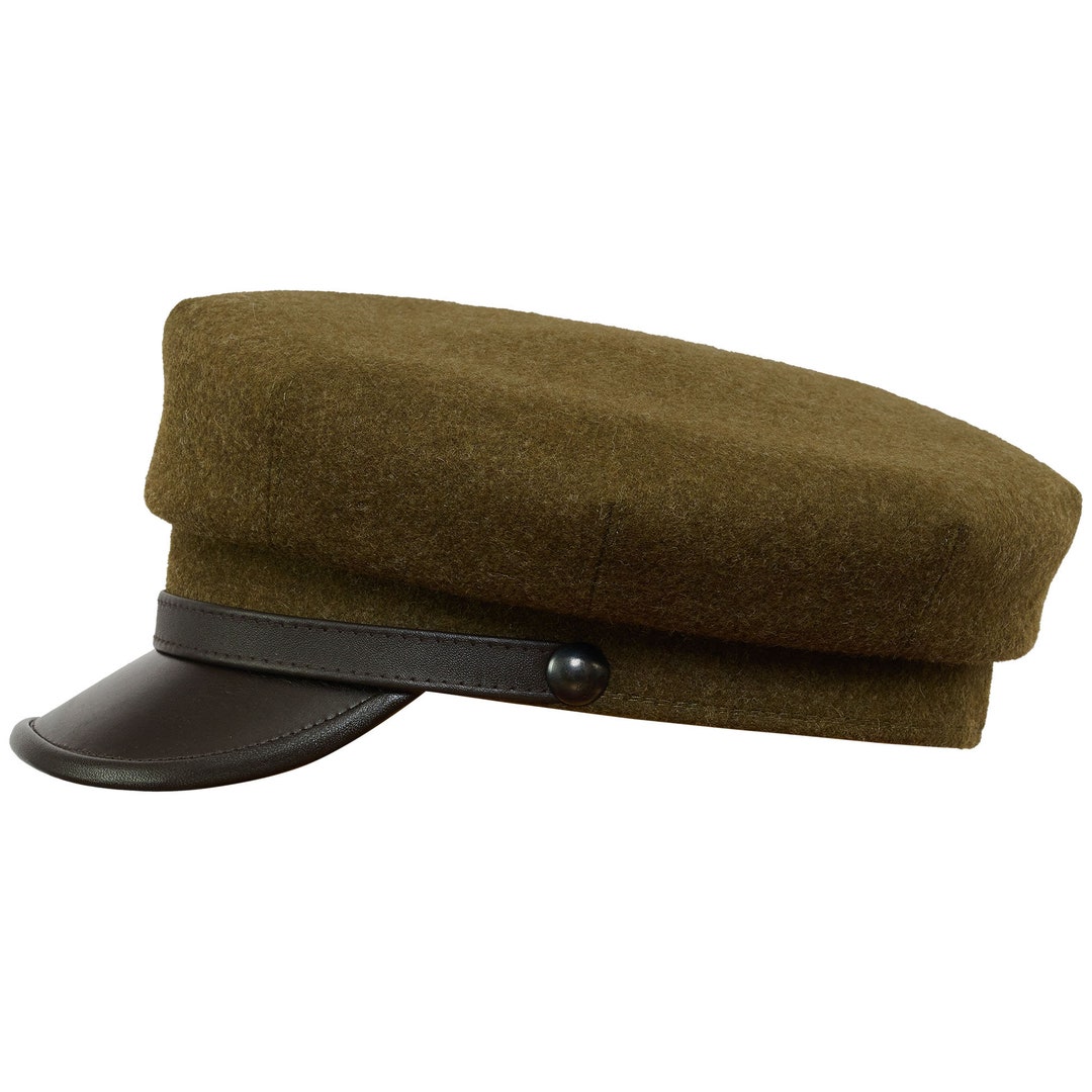 MOTO Motorcycle Biker Peaked Cap Wool Cloth Leather Brim Riding Harley ...