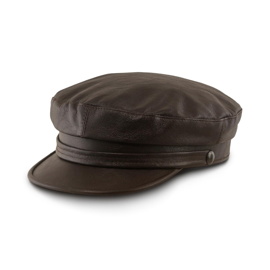 TRAWLER Genuine Leather Breton Greek Fisherman Cap Sailor Captains ...