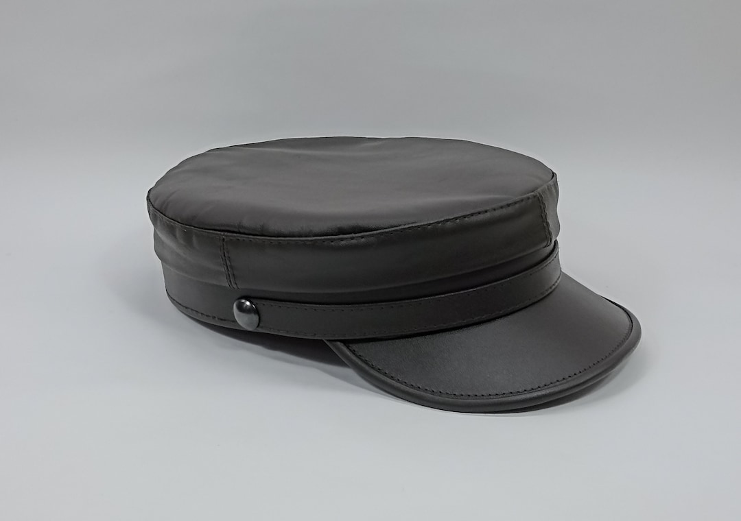 SALETRAWLER 61cm Genuine Leather Breton Greek Fisherman Cap Sailor ...