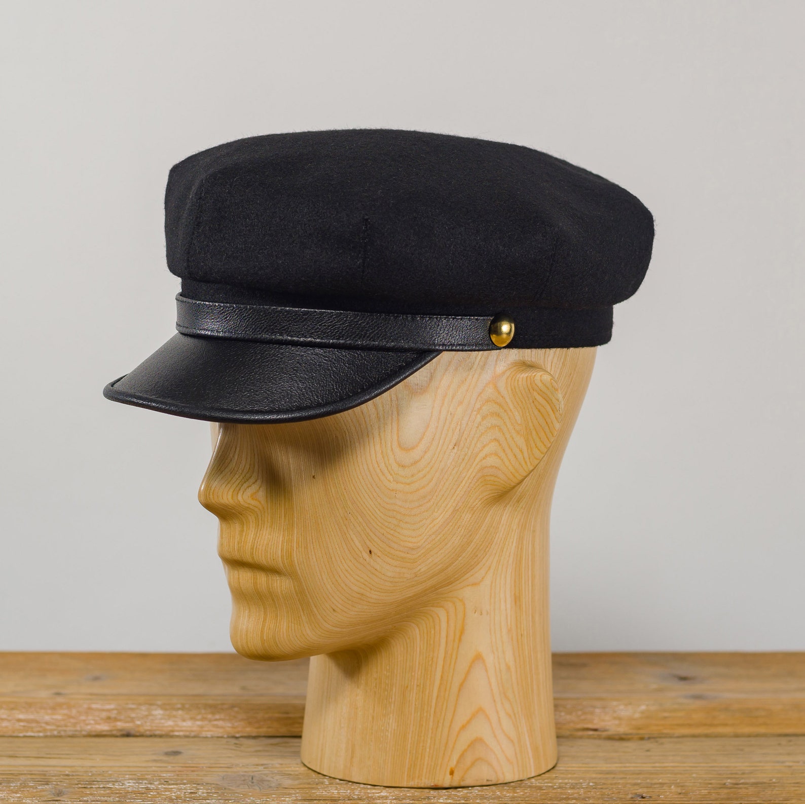 MOTO Motorcycle Biker Peaked Cap Wool Cloth Leather Brim - Etsy