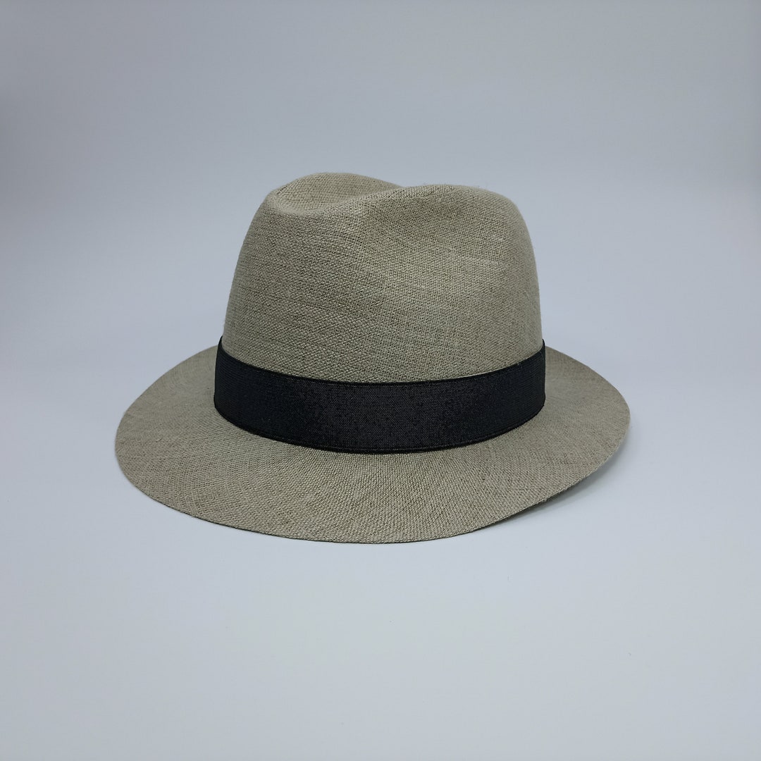 SALE!-SUGARCANE 61cm Linen Large Brim Summer Fedora Sun Protection Hat ...