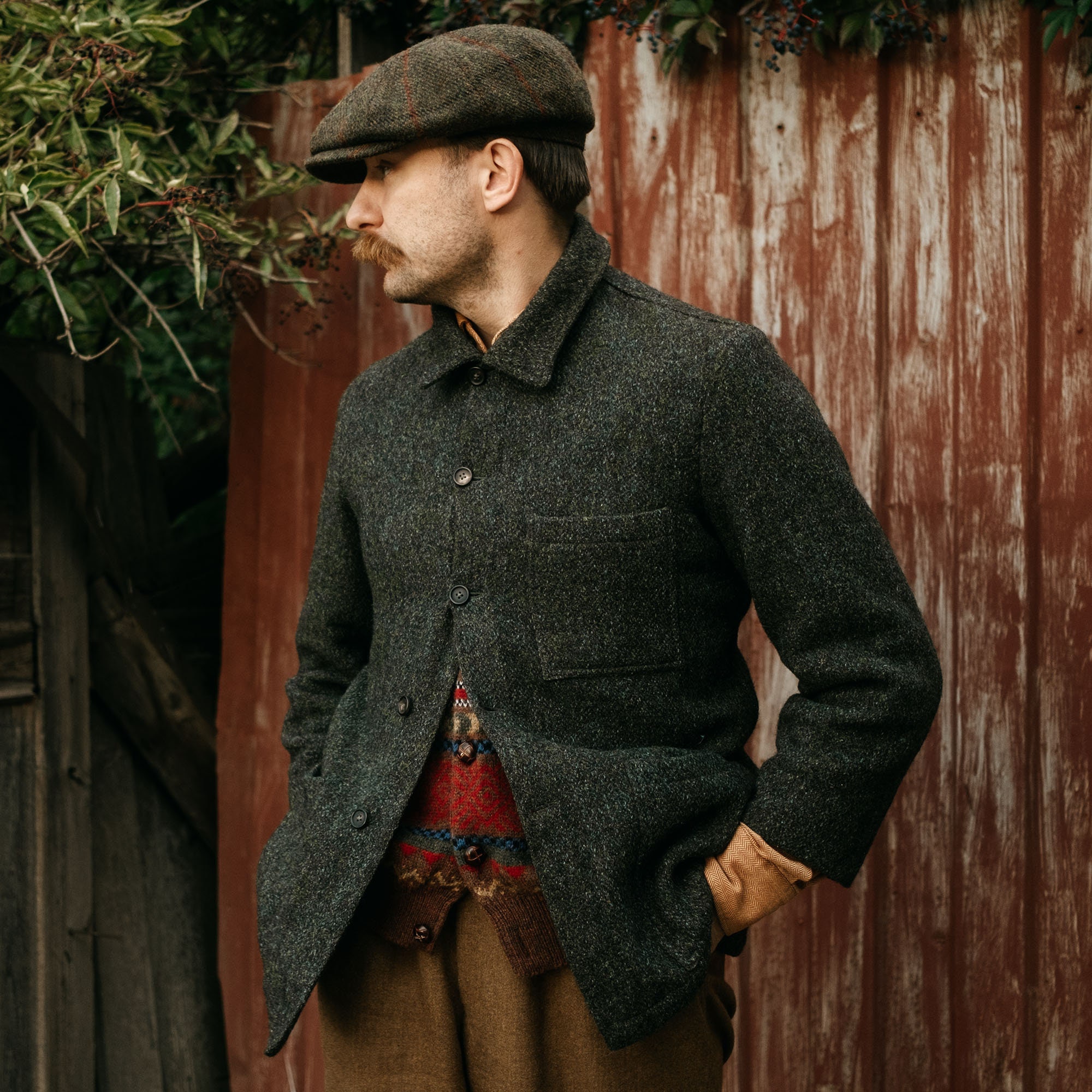 SHELBY Harris Tweed 8 Panel Newsboy Cap Baker Boy Hat Wool Gatsby Flat ...