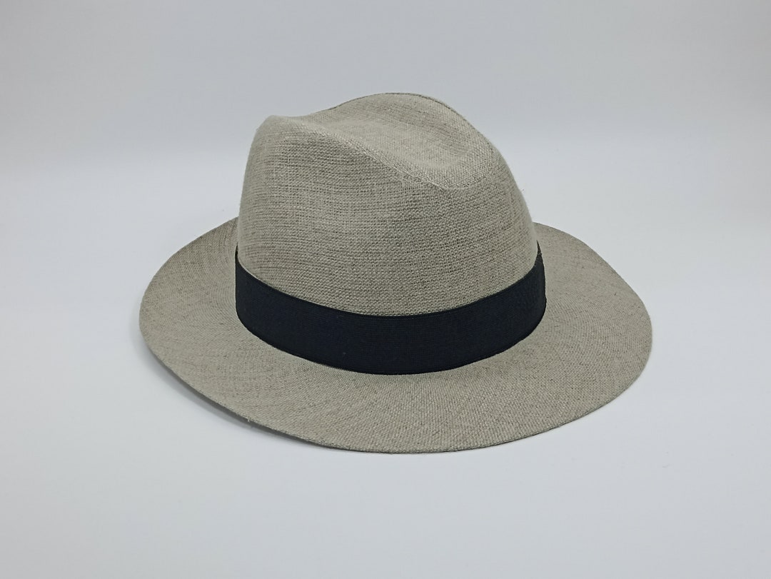 SALE!-SUGARCANE 56cm Linen Large Brim Summer Fedora Sun Protection Hat ...