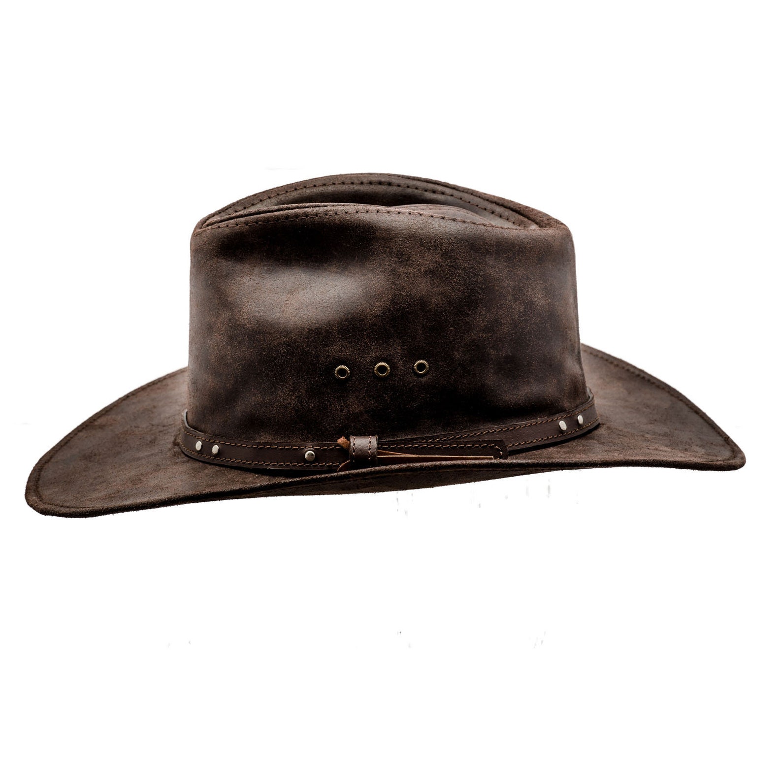 BUCKAROO Genuine Leather Western Cowboy Hat Outback Rodeo Old West ...