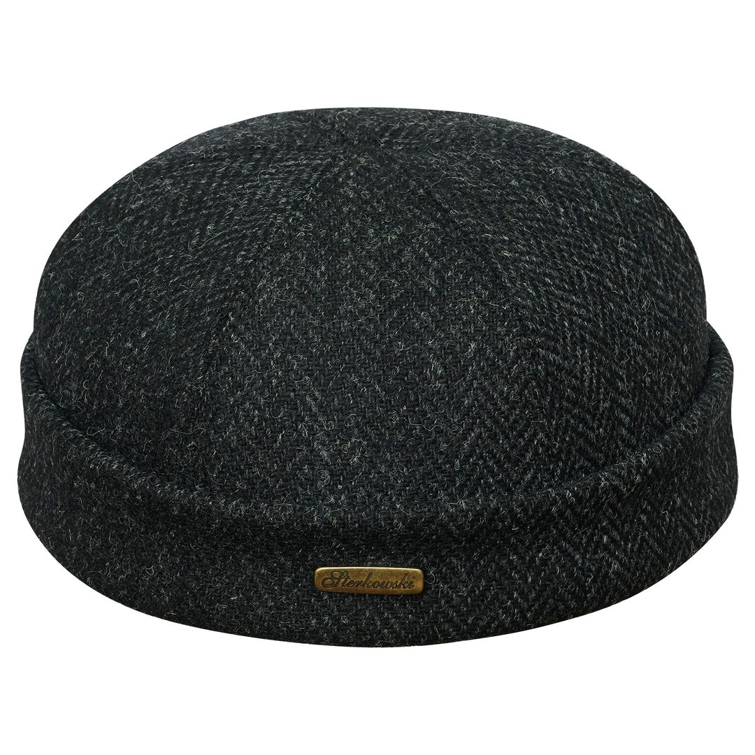 DOCKER Harris Tweed Beanie Cap Pure Scottish Wool Leon Stevedore Hat Sailor Trawler Military ...