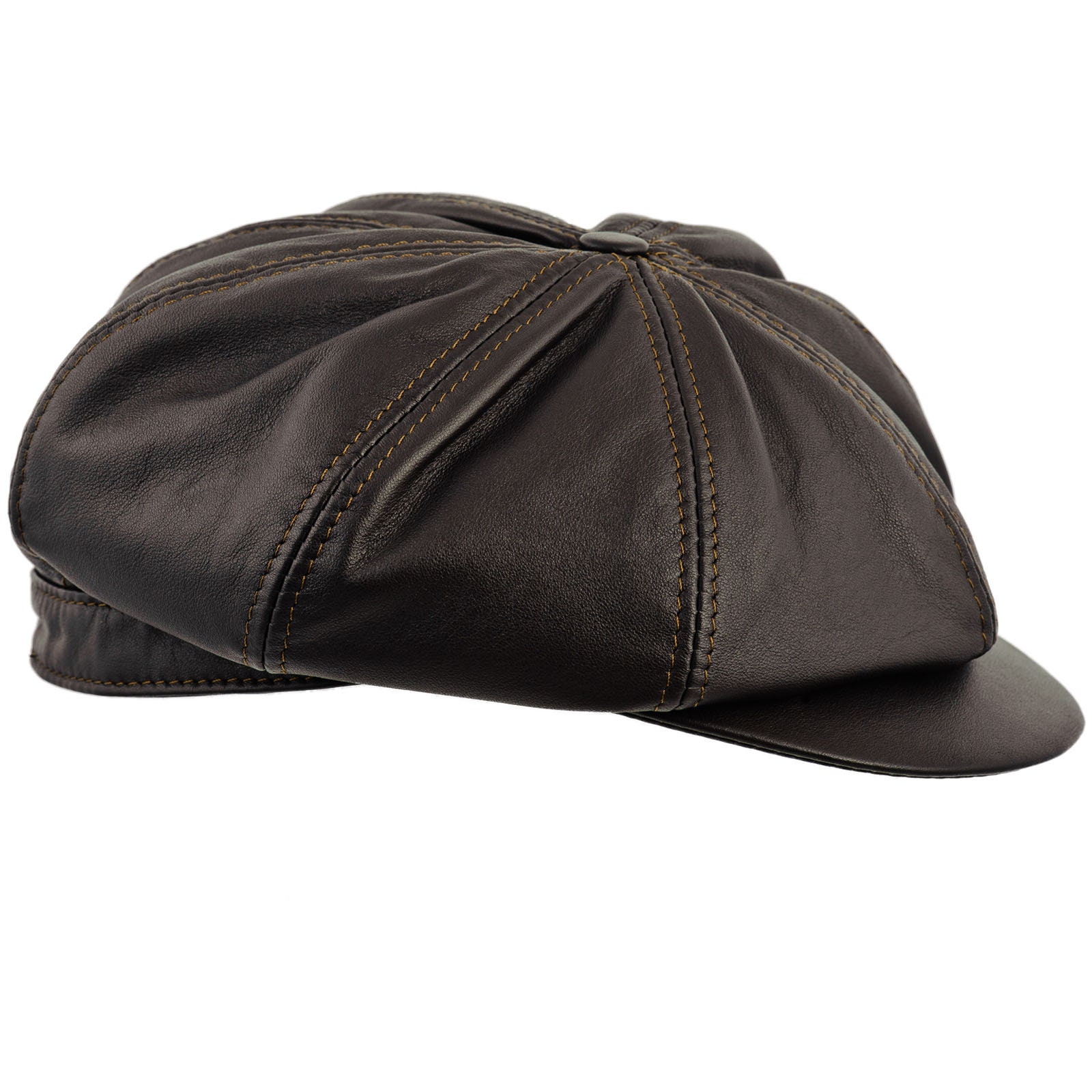 JIMMY Natural Leather Newsboy Baker Boy Balloon 8 Panels Cap | Etsy Canada