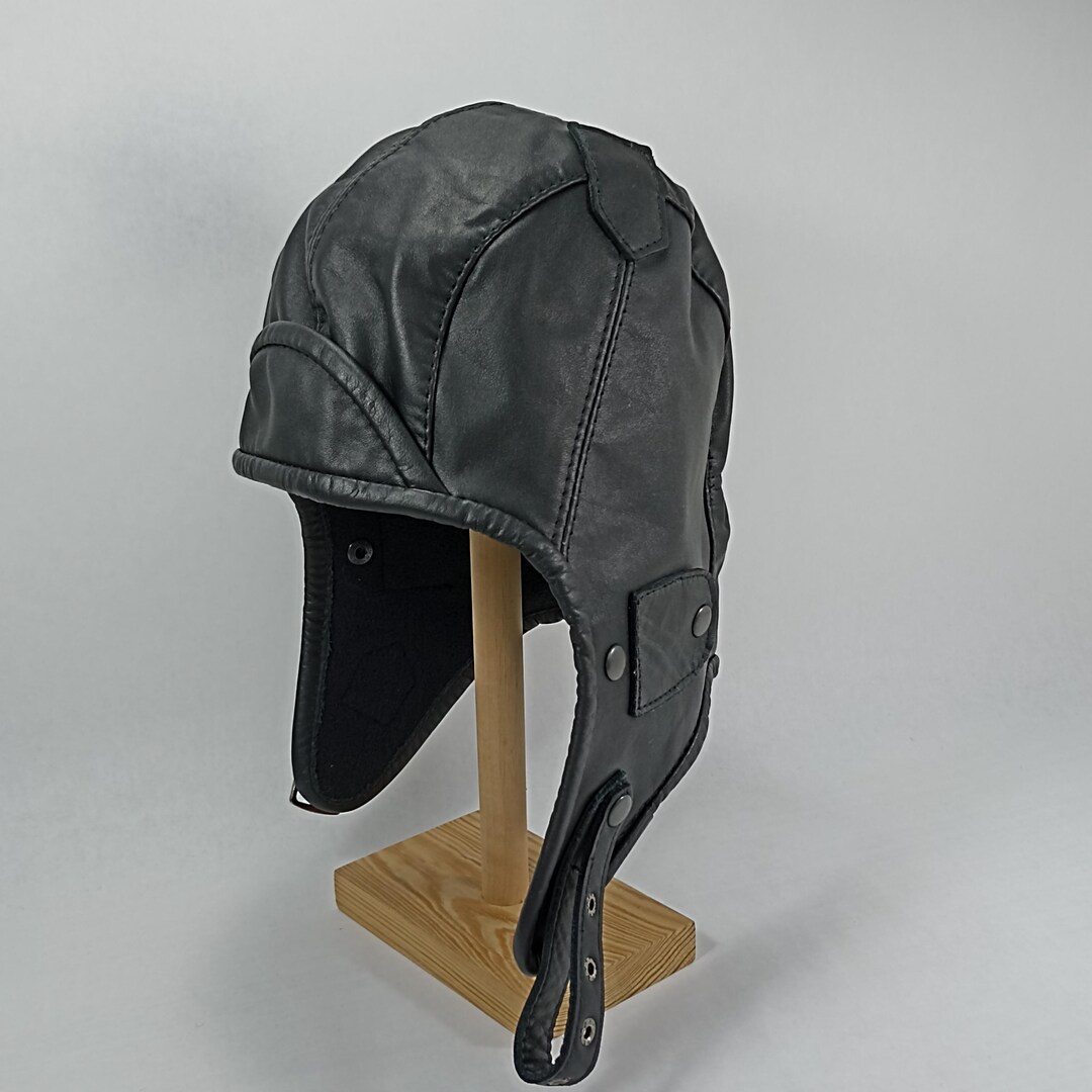 SALEBIRDMAN 57cm Genuine Leather Aviator Cap Trapper Pilot Motorcycle ...