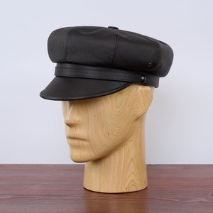HARLEY Natural Leather Peaked Motorcycle Cap Rockabilly Punk Style ...