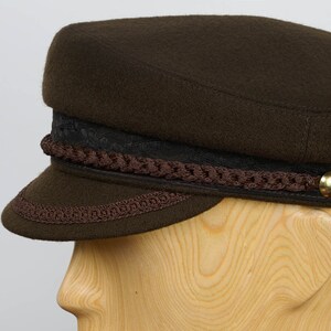 CHANDLER Wool Fiddler Cap With Embroidered Tape Twine Seaman Greek ...