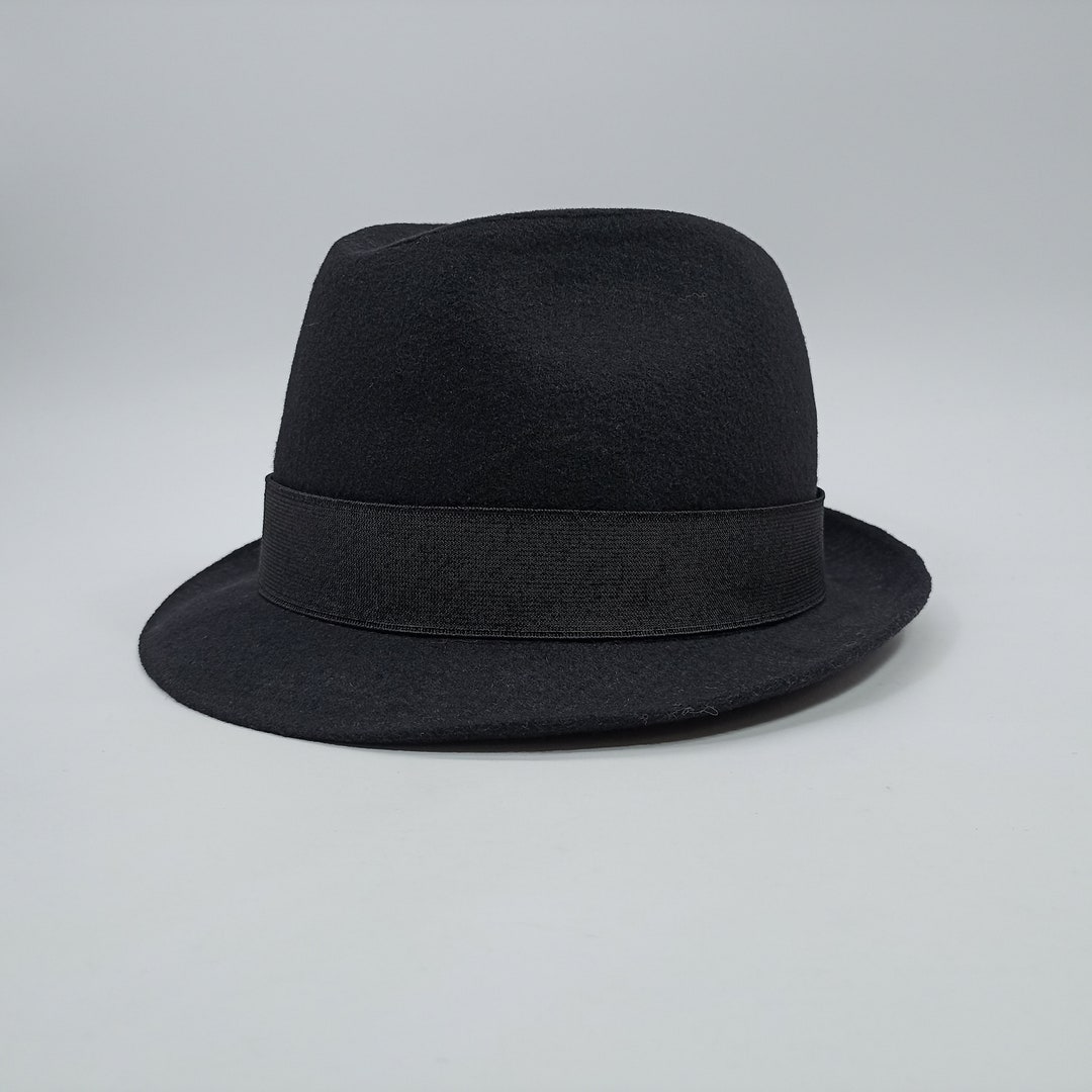 SALE!-ELWOOD 60cm Wool Cloth Trilby Hat Sewn Short Brim Houndstooth ...