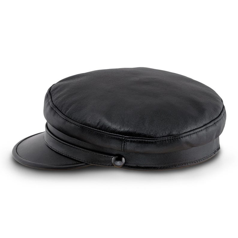 TRAWLER Genuine Leather Breton Greek Fisherman Cap Sailor Captains ...