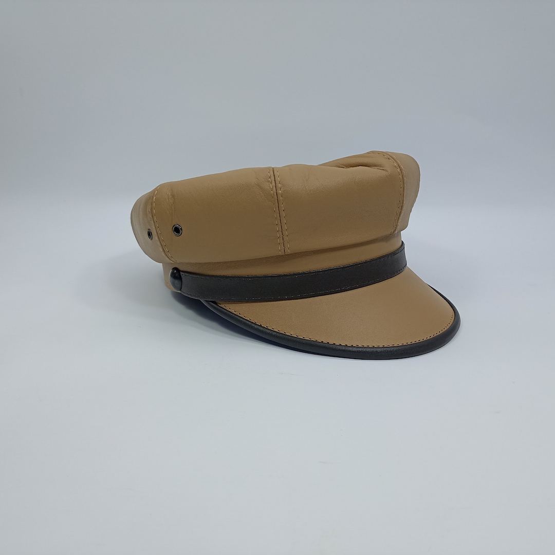 SALE!-HARLEY 55cm Natural Leather Peaked Retro Motorcycle Cap ...