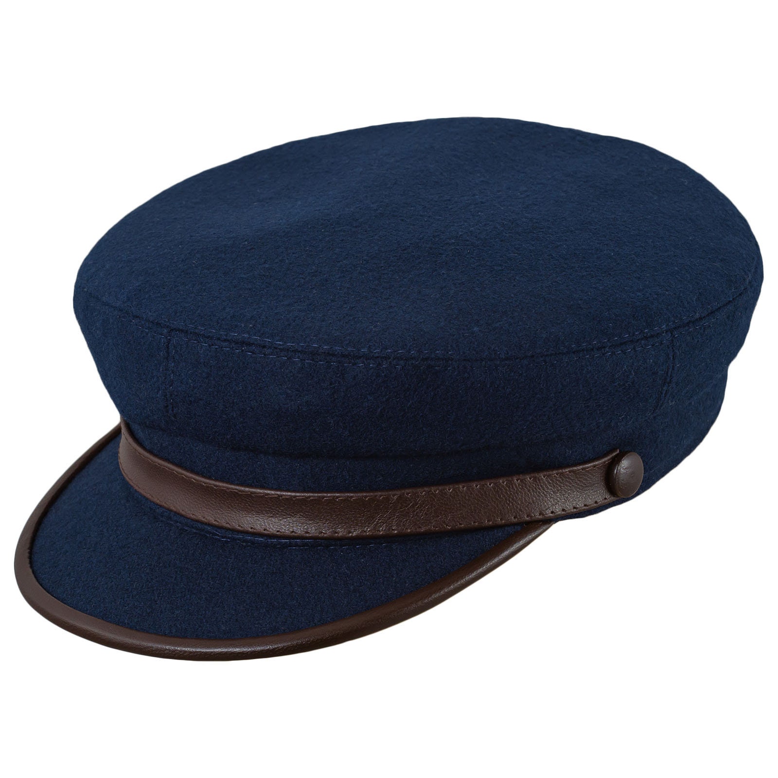 RINGO Wool Crown Leather Strap Peaked Cap Cabbie Chauffeur | Etsy