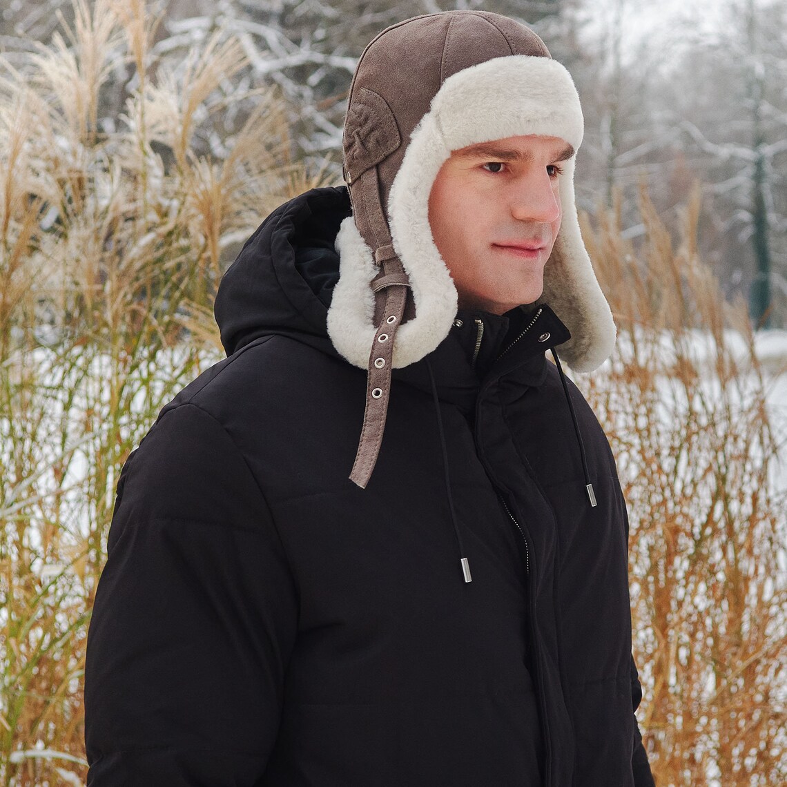 BOMBER Shearling Leather Aviator Cap Winter Chapka Ushanka - Etsy