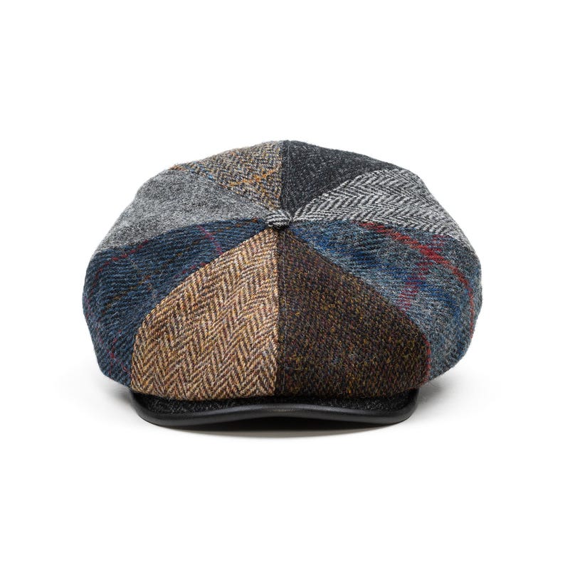 SHELBY Harris Tweed 8 Panel Newsboy Patchwork Cap Baker Boy Hat Wool ...