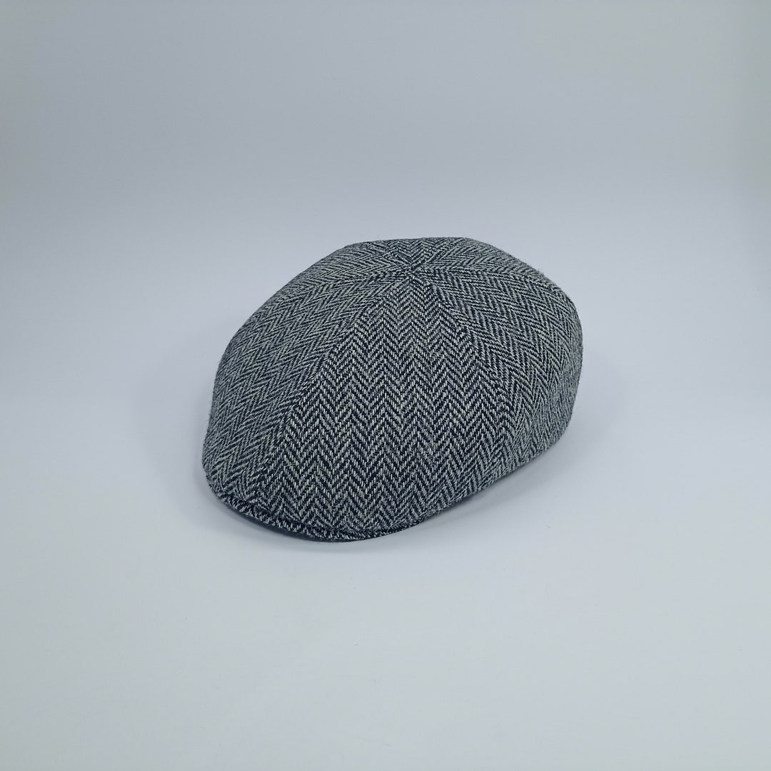 SALE!-RUSTY 61cm Harris Tweed Duckbill Mens Flat Cap Wool Cabby Driving ...
