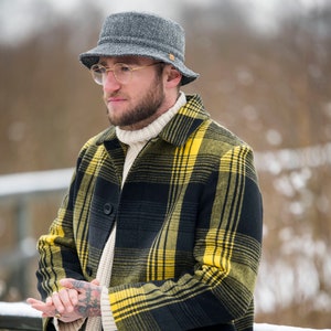 GLEN Harris Tweed Bucket Wool Hat Warm Quilted Lining Boonie Fisherman ...