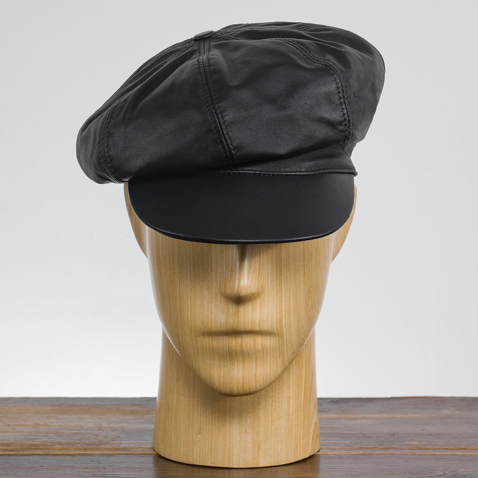 JIMMY Natural Leather Newsboy Baker Boy Balloon 8 Panels Cap - Etsy