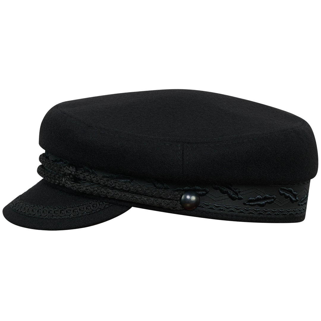 CHANDLER Wool Fiddler Cap With Embroidered Tape Twine Seaman Greek ...