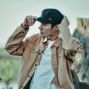 TRAWLER Denim Breton Fisherman Cap Sailor Captains Nautical Skipper ...