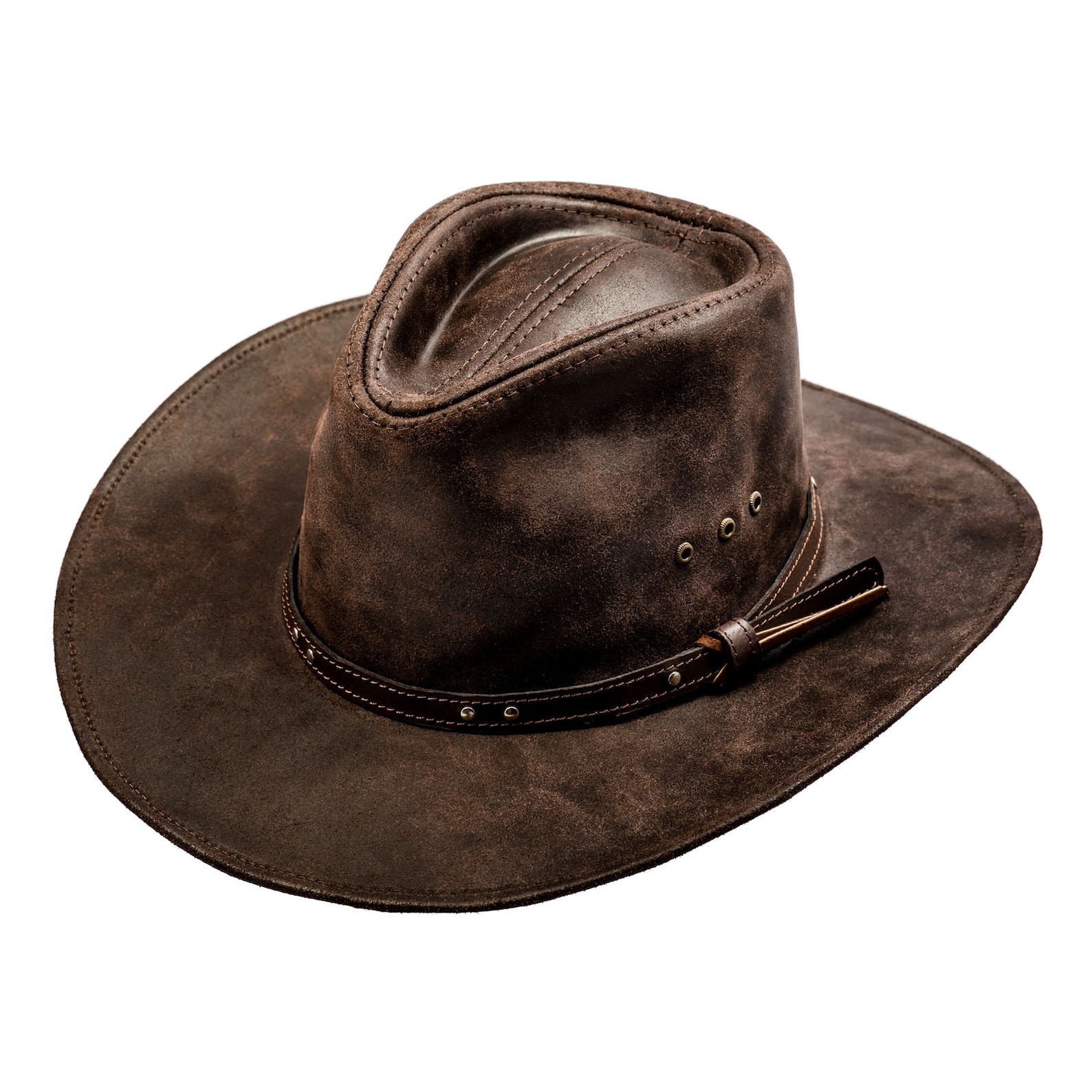 BUCKAROO Genuine Leather Western Cowboy Hat Outback Rodeo Old West ...
