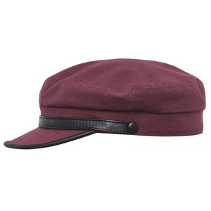RINGO Waxed Cotton Peaked Cap Breton Style Leather Strap Cabbie ...