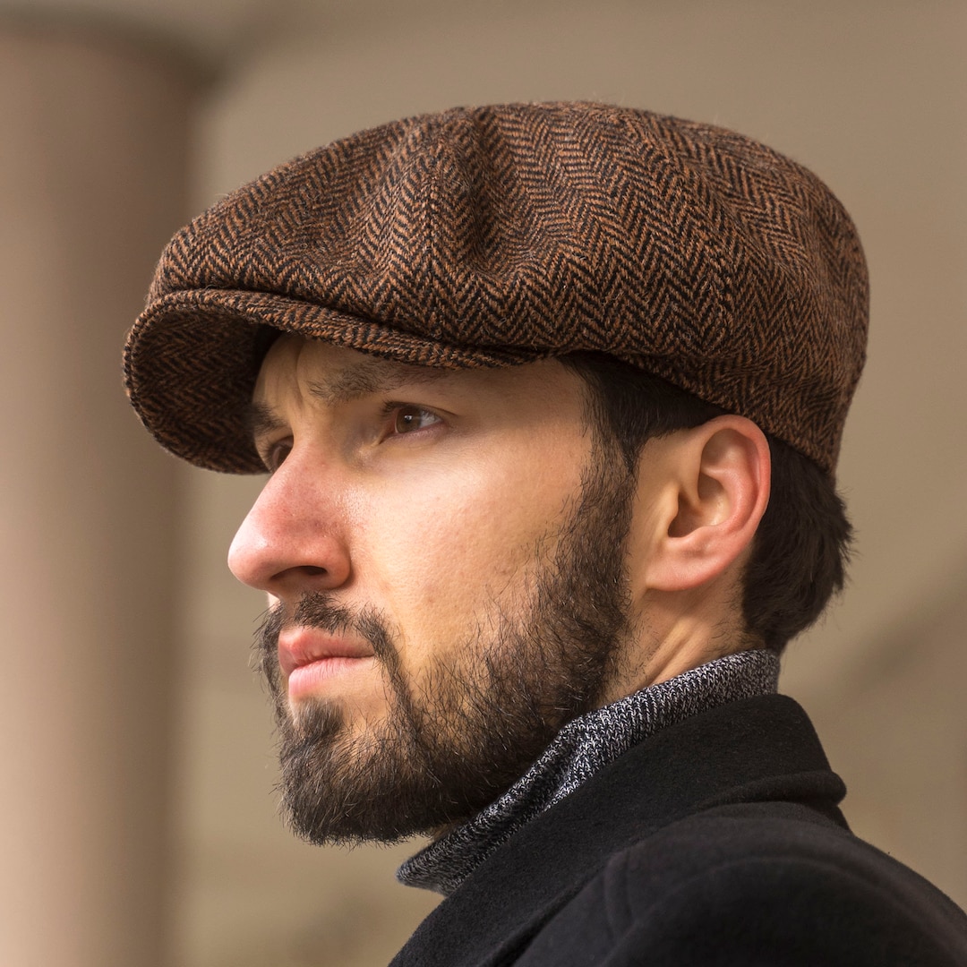 PEAKY Genuine Authentic Scottish Harris Tweed 8 Panel Newsboy Cap ...