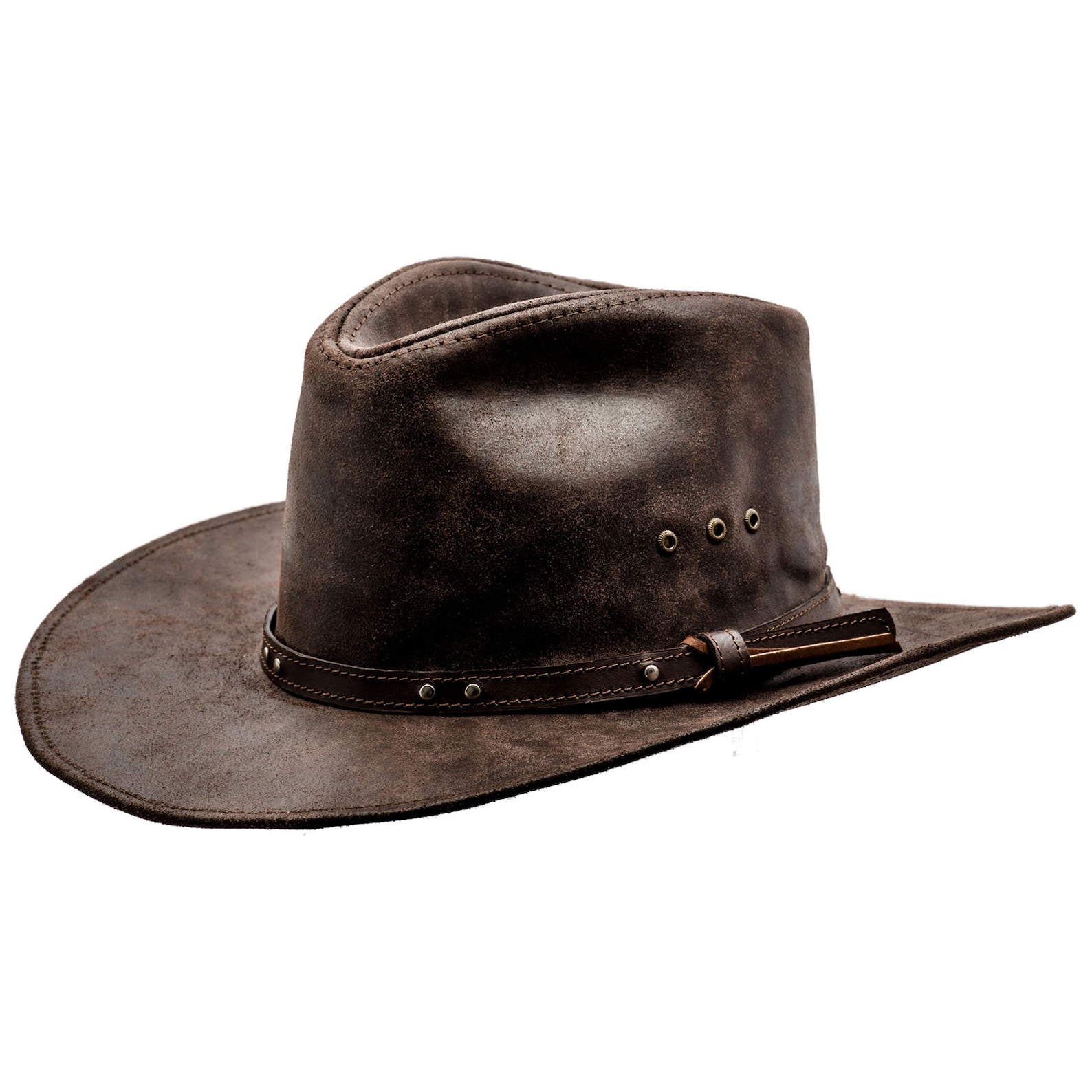 BUCKAROO Genuine Leather Western Cowboy Hat Outback Rodeo Old West ...