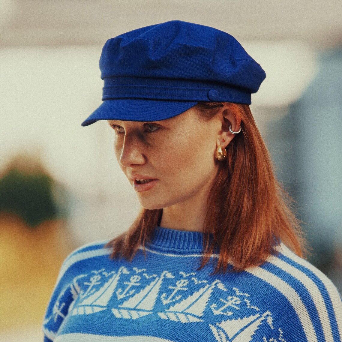 PIREUS Panama Cotton Greek Fisherman Breton Summer Cap Sailor Captains ...