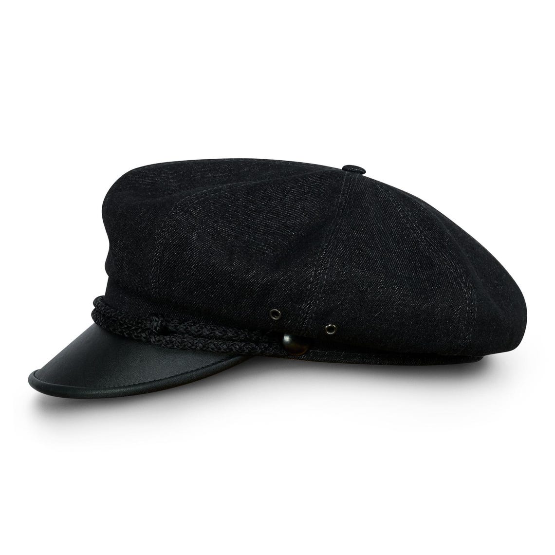 HARLEY Denim Crown With Natural Leather Visor Motorcycle Cap Rockabilly ...